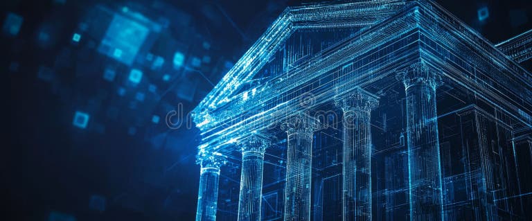 A Glowing Blue Digital Structure with a Circuitboard-inspired ...