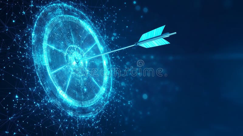 Glowing Blue Digital Target with a Focused Arrow Indicating Precision ...