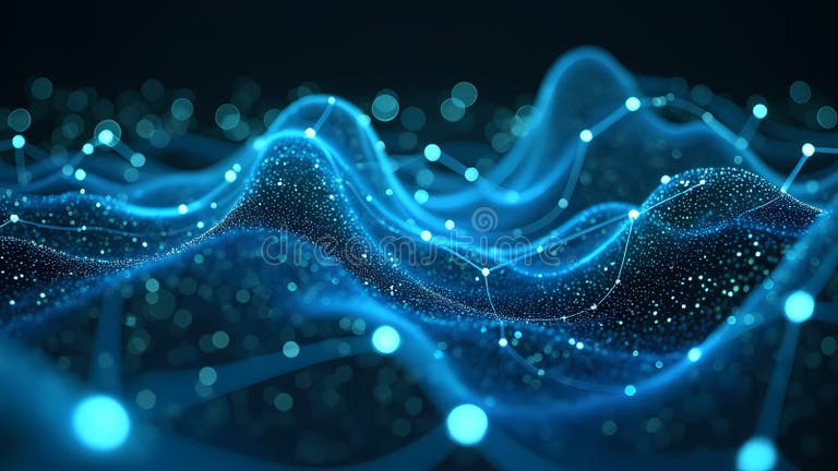 Glowing Blue Digital Wave, Network Connection, Data Flow Stock Image ...