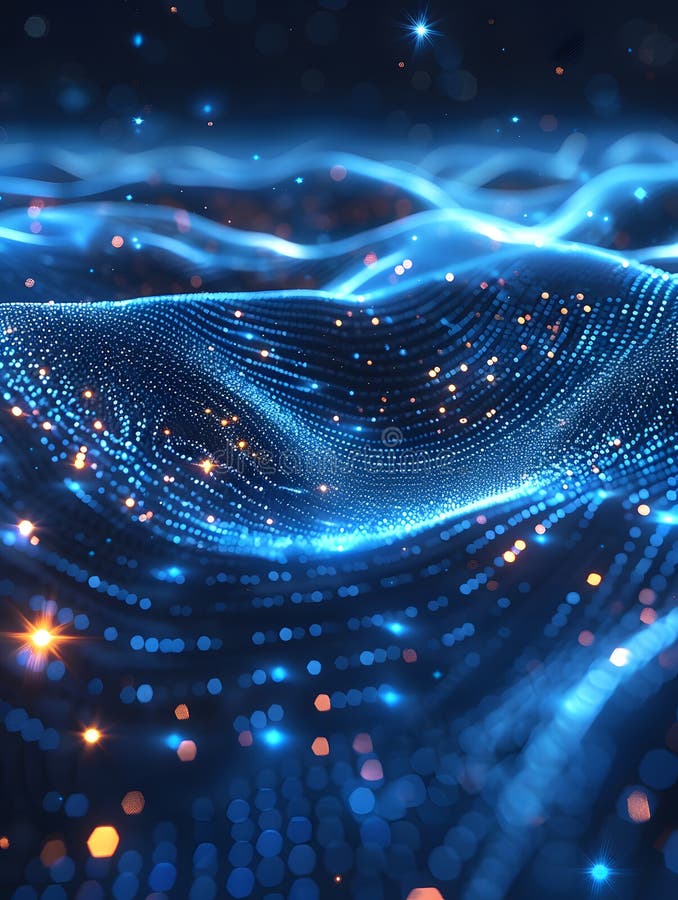 Abstract Digital Wave: Futuristic Flow of Light and Data Stock Photo ...