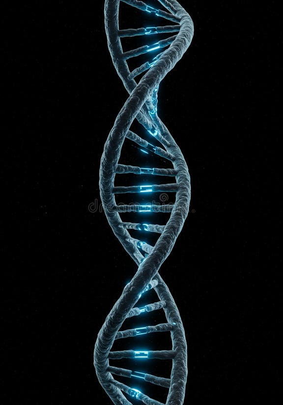 Glowing Blue DNA Helix on Dark Background Stock Illustration ...