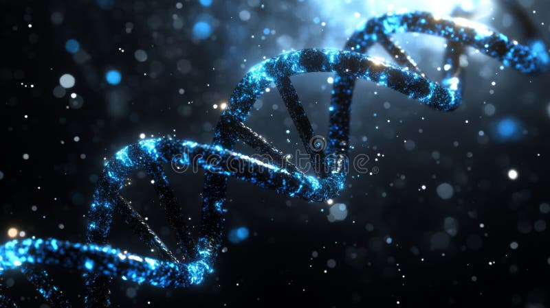 Glowing Blue DNA Helix Particle Structure Stock Image - Image of ...