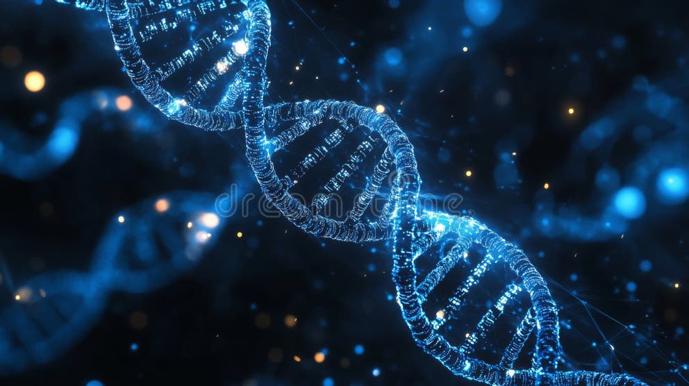 Glowing Blue DNA Strand Abstract Science Image Stock Image - Image of ...