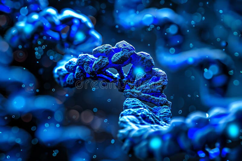 Glowing Blue DNA Strand Intertwined with Neon Light Waves, High Tech ...