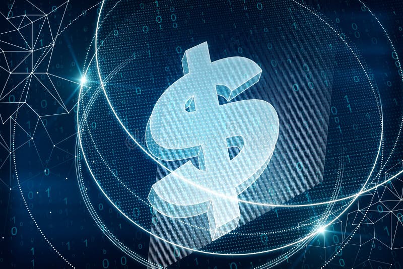 Sky Blue 3d Dollar Symbol. Metal Font with Glossy Reflections and ...