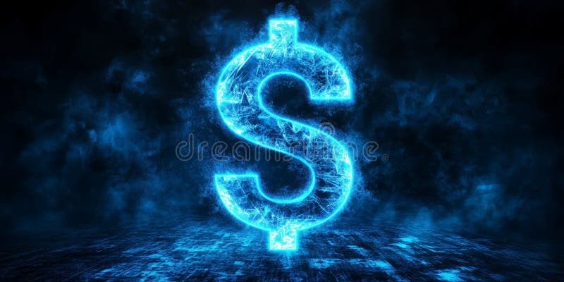 Glowing Blue Dollar Sign with Electric Effects Stock Illustration ...