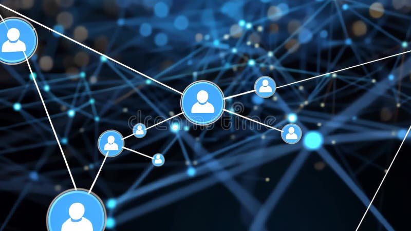 Glowing Blue Dots Connect Along Intricate Lines Against a Dark Backdrop ...