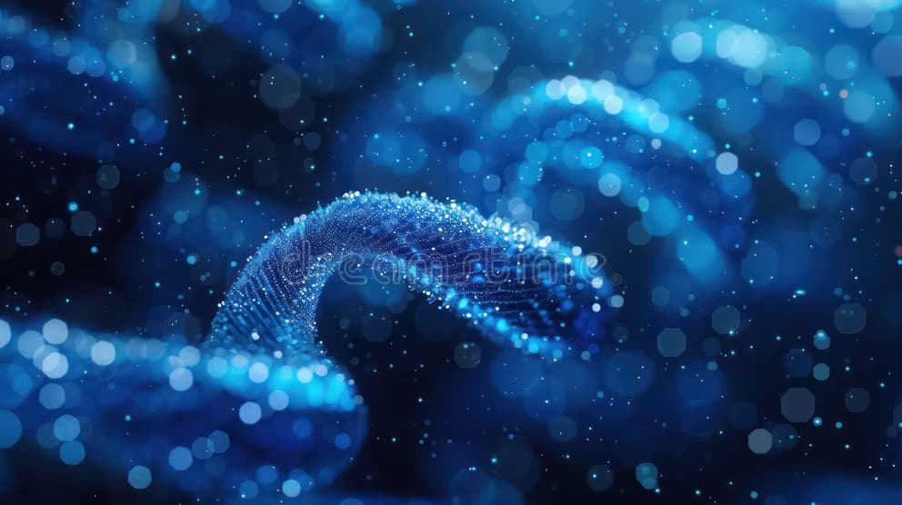 A Glowing Blue Double Helix Stock Illustration - Illustration of ...