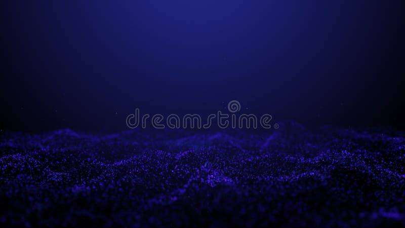 Glowing Blue Dust Particles Oscillate. Abstract Neon Particles on Blue ...
