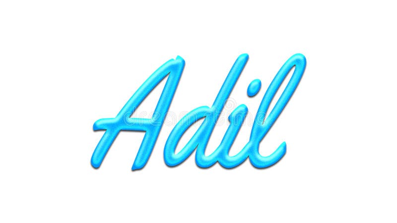 Glowing Blue Effect of Name Adil on White Background. Stock ...
