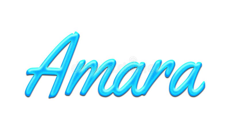 Glowing Blue Effect of Name Amara on White Background. Stock ...