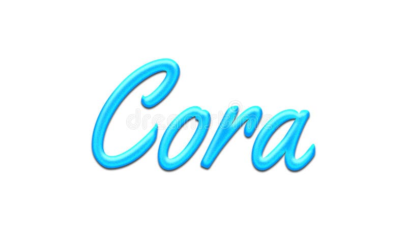 Glowing Blue Effect of Name Cora on White Background. Stock Photo ...