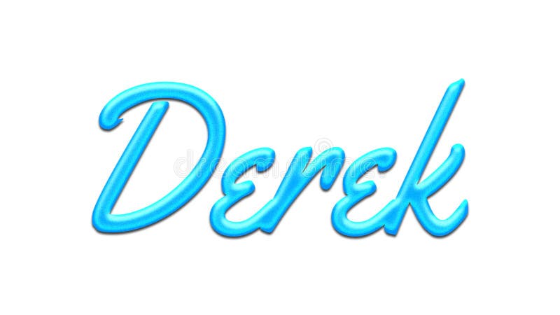 Glowing Blue Effect of Name Derek on White Background. Stock ...