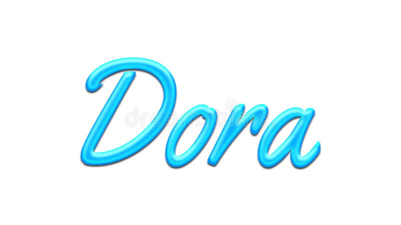 Glowing Blue Effect of Name Dora on White Background. Stock ...