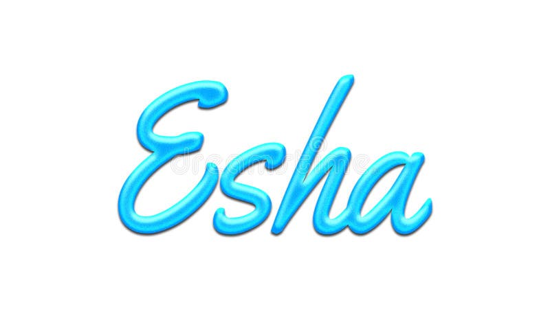 Glowing Blue Effect of Name Esha on White Background. Stock ...