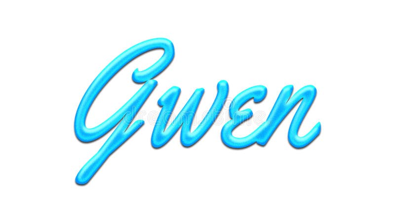 Glowing Blue Effect of Name Gwen on White Background. Stock ...