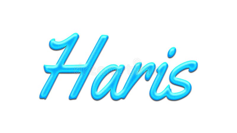 Glowing Blue Effect of Name Haris on White Background. Stock ...