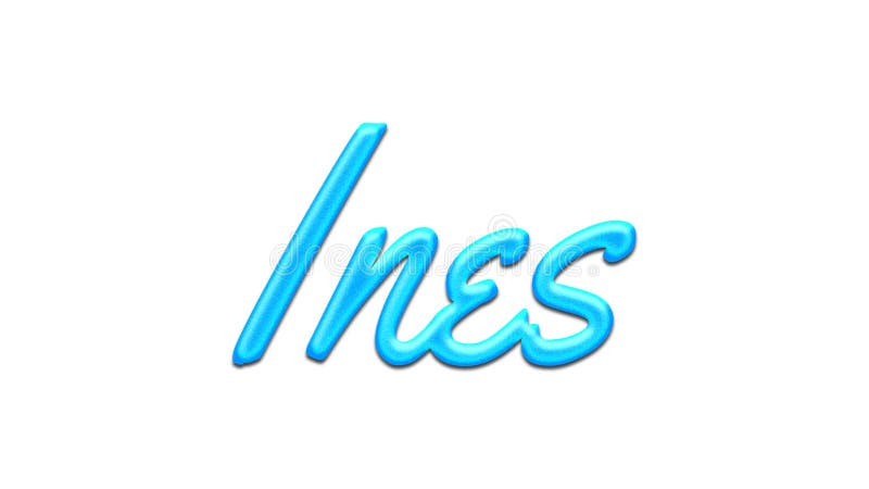 Glowing Blue Effect of Name Ines on White Background. Stock Illustration - Illustration of ...
