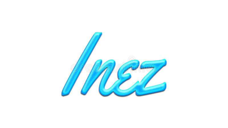 Glowing Blue Effect of Name Inez on White Background. Stock Image ...