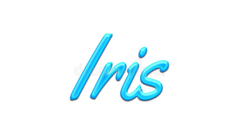 Glowing Blue Effect of Name Iris on White Background. Stock ...