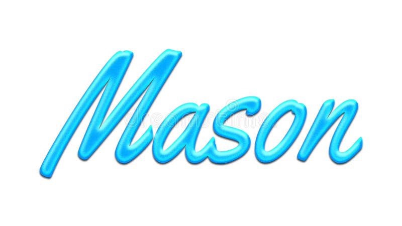 Glowing Blue Effect of Name Mason on White Background. Stock ...