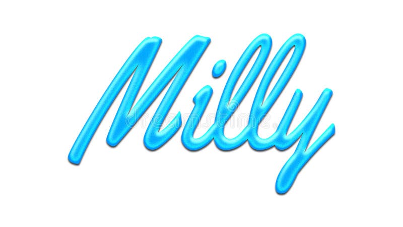 Glowing Blue Effect of Name Milly on White Background. Stock ...
