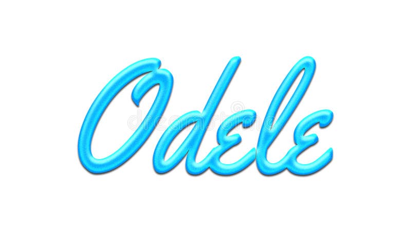Glowing Blue Effect of Name Odele on White Background. Stock ...
