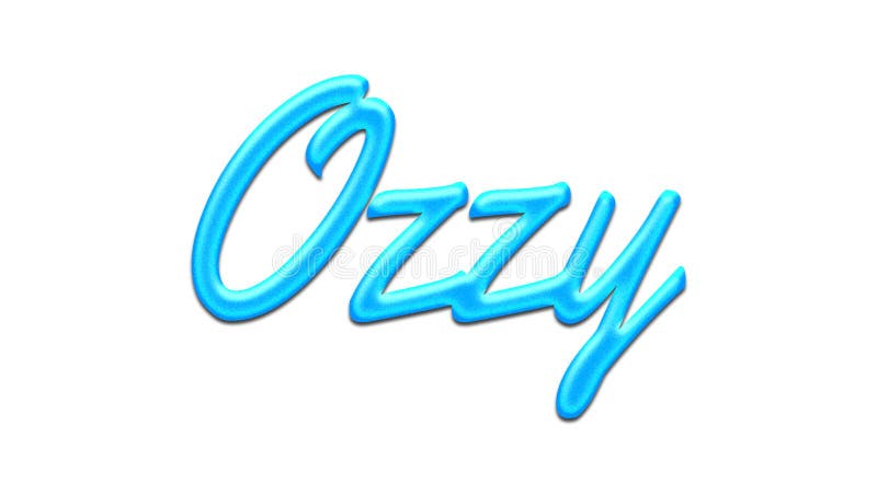 Glowing Blue Effect of Name Ozzy on White Background. Stock ...