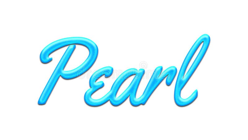 Glowing Blue Effect of Name Pearl on White Background. Stock ...