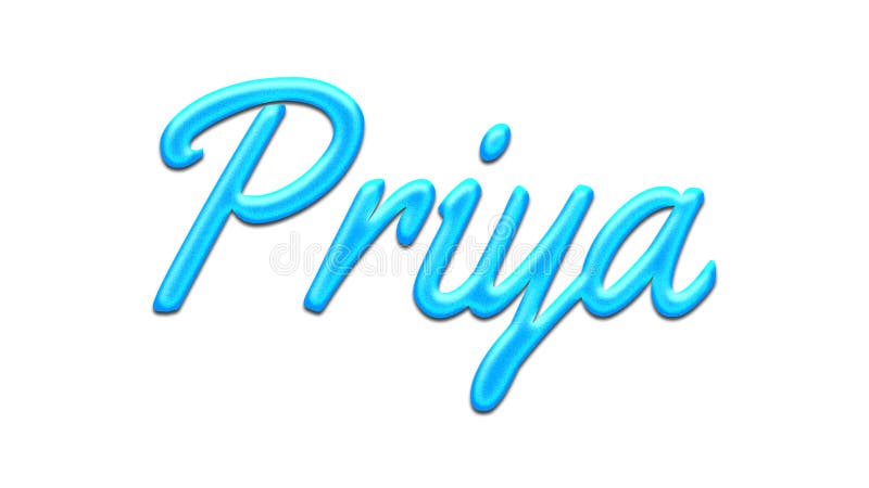 Glowing Blue Effect of Name Priya on White Background. Stock ...