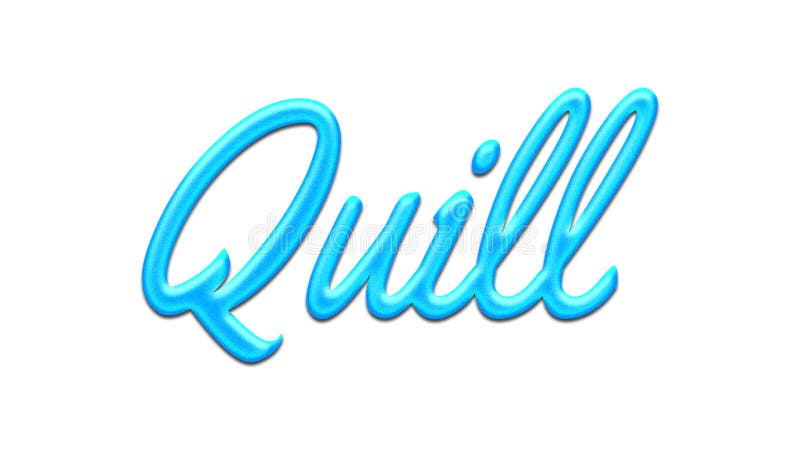 Glowing Blue Effect of Name Quill on White Background. Stock ...