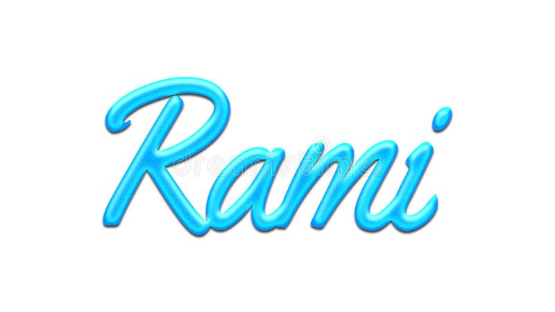 Glowing Blue Effect of Name Rami on White Background. Stock ...
