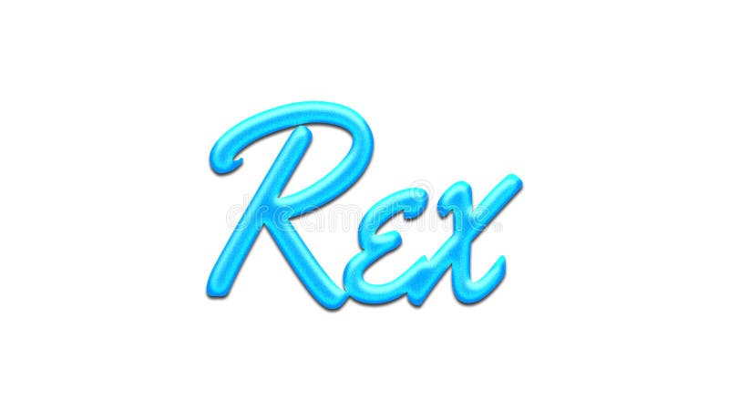 Glowing Blue Effect of Name Rex on White Background. Stock Illustration ...