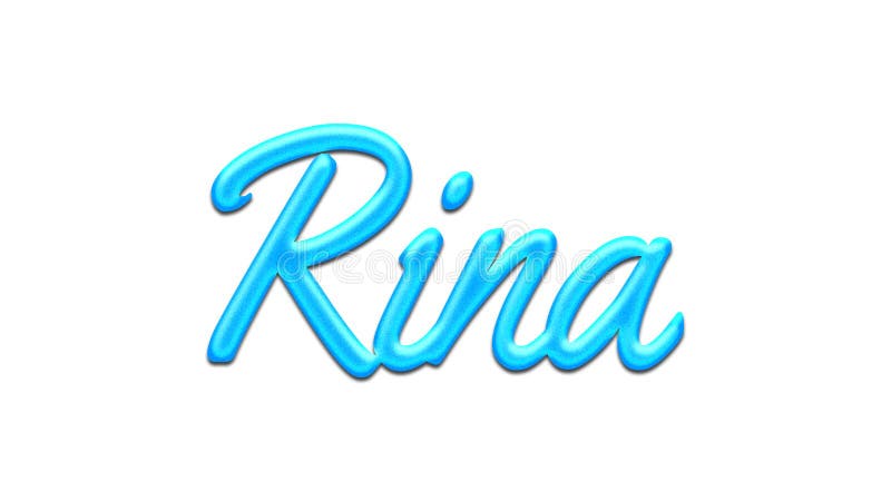 Glowing Blue Effect of Name Rina on White Background. Stock ...