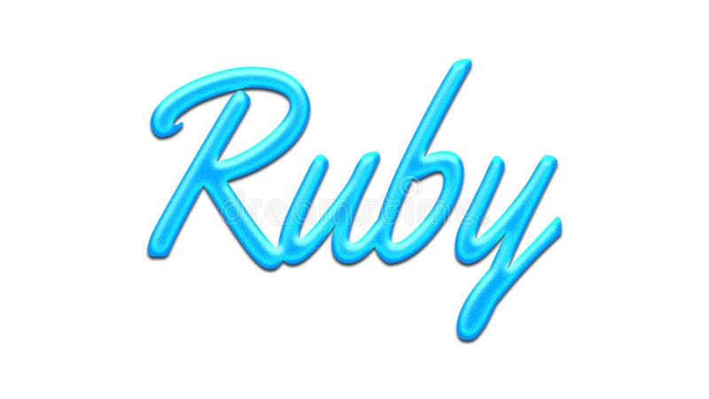 Glowing Blue Effect of Name Ruby on White Background. Stock ...