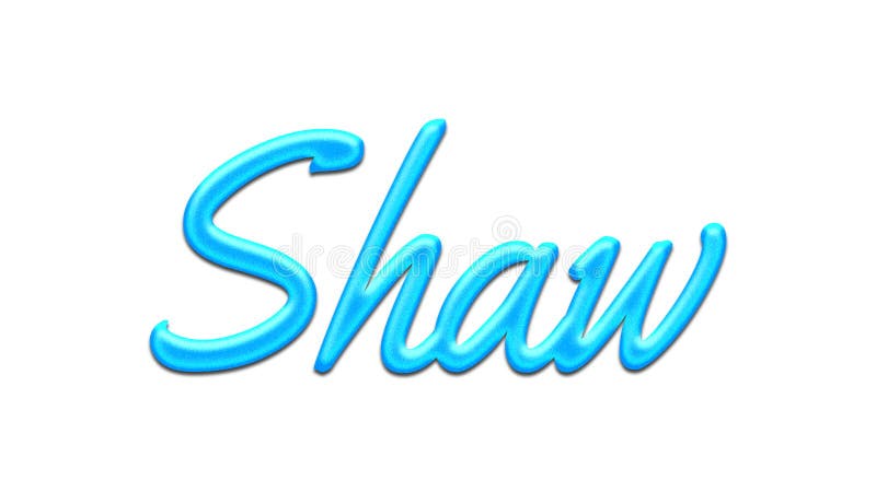 Glowing Blue Effect of Name Shaw on White Background. Stock ...