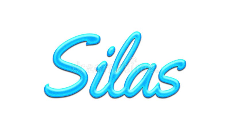 Glowing Blue Effect of Name Silas on White Background. Stock ...