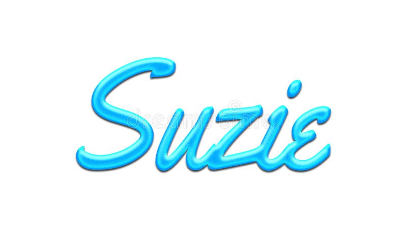 Glowing Blue Effect of Name Suzie on White Background. Stock ...