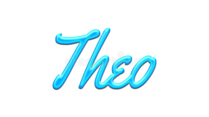 Glowing Blue Effect of Name Theo on White Background. Stock ...