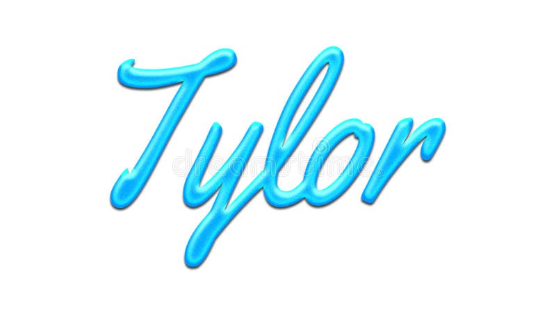 Glowing Blue Effect of Name Tylor on White Background. Stock ...