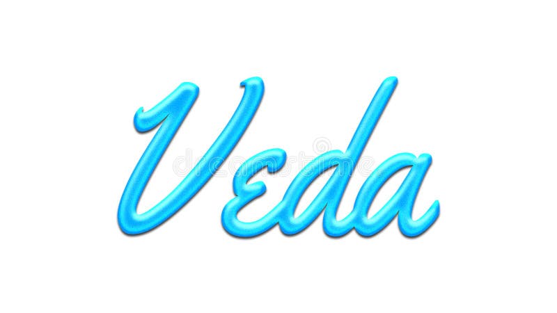 Glowing Blue Effect of Name Veda on White Background. Stock ...