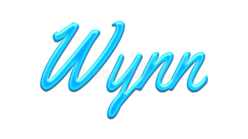 Glowing Blue Effect of Name Wynn on White Background. Stock ...