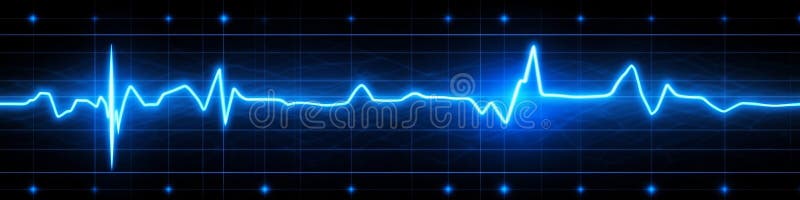 Glowing Blue EKG Heartbeat Graph on Dark Background, Minimalist Design ...