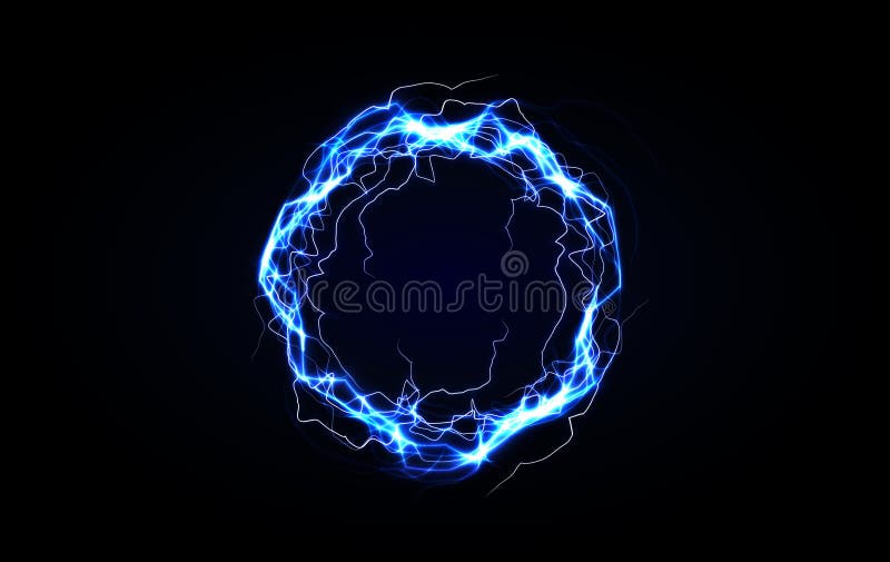 Glowing Blue Electric Ring with Lightning Energy. Futuristic Plasma ...