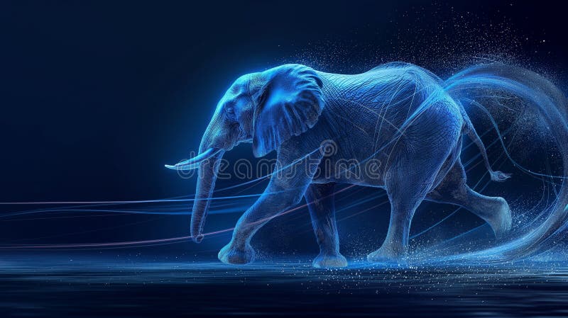 Glowing Blue Elephant in Motion Stock Image - Image of ethereal, design ...