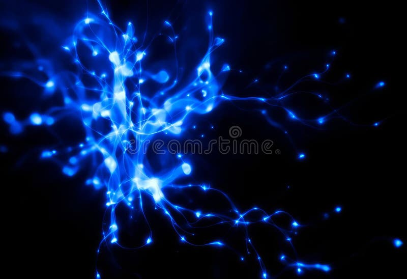 Glowing Blue Energy Lines on Black Background Stock Image - Image of ...