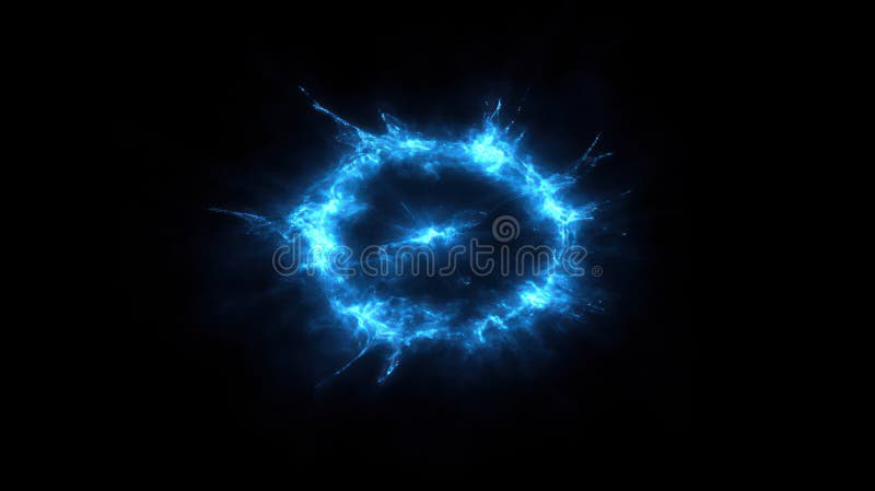 Glowing Blue Energy Ring on Black Background. Abstract Futuristic ...