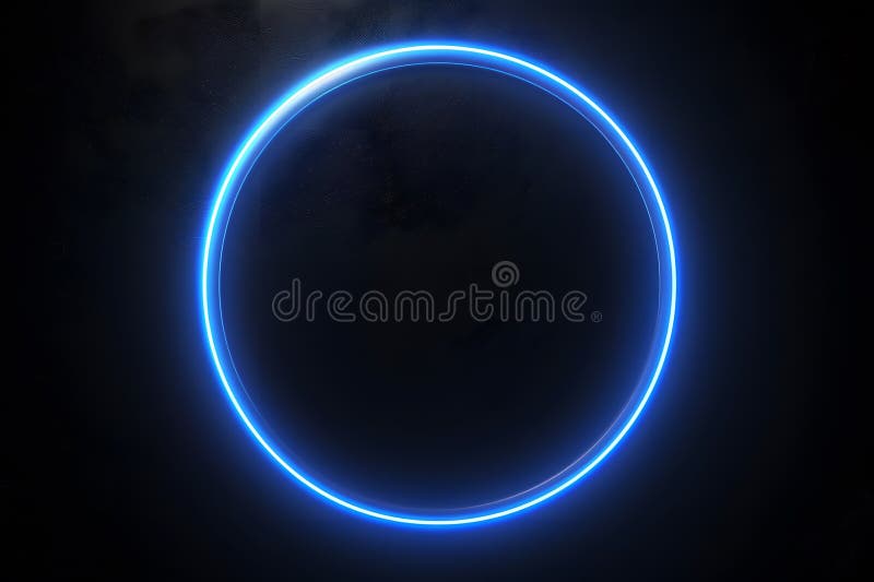 Glowing Blue Energy Ring on Dark Background with Abstract Light Effects ...
