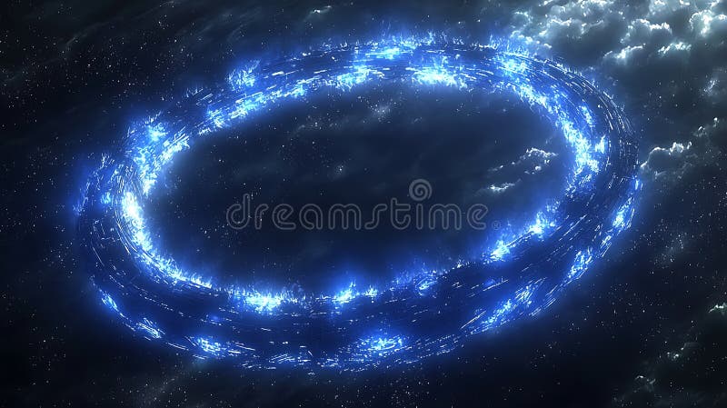 Glowing Blue Energy Ring in Space Abstract Background Stock ...