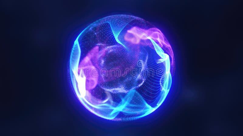 Glowing Blue Energy Sphere with Fluid Patterns in a Dark Abstract Space ...